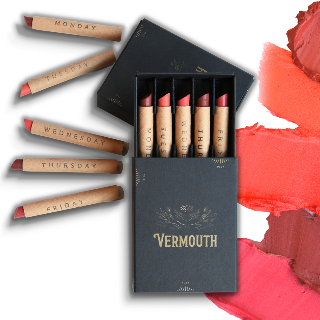 Revel Reds - Flight of Five Lip Crayons – Vermouth Beauty